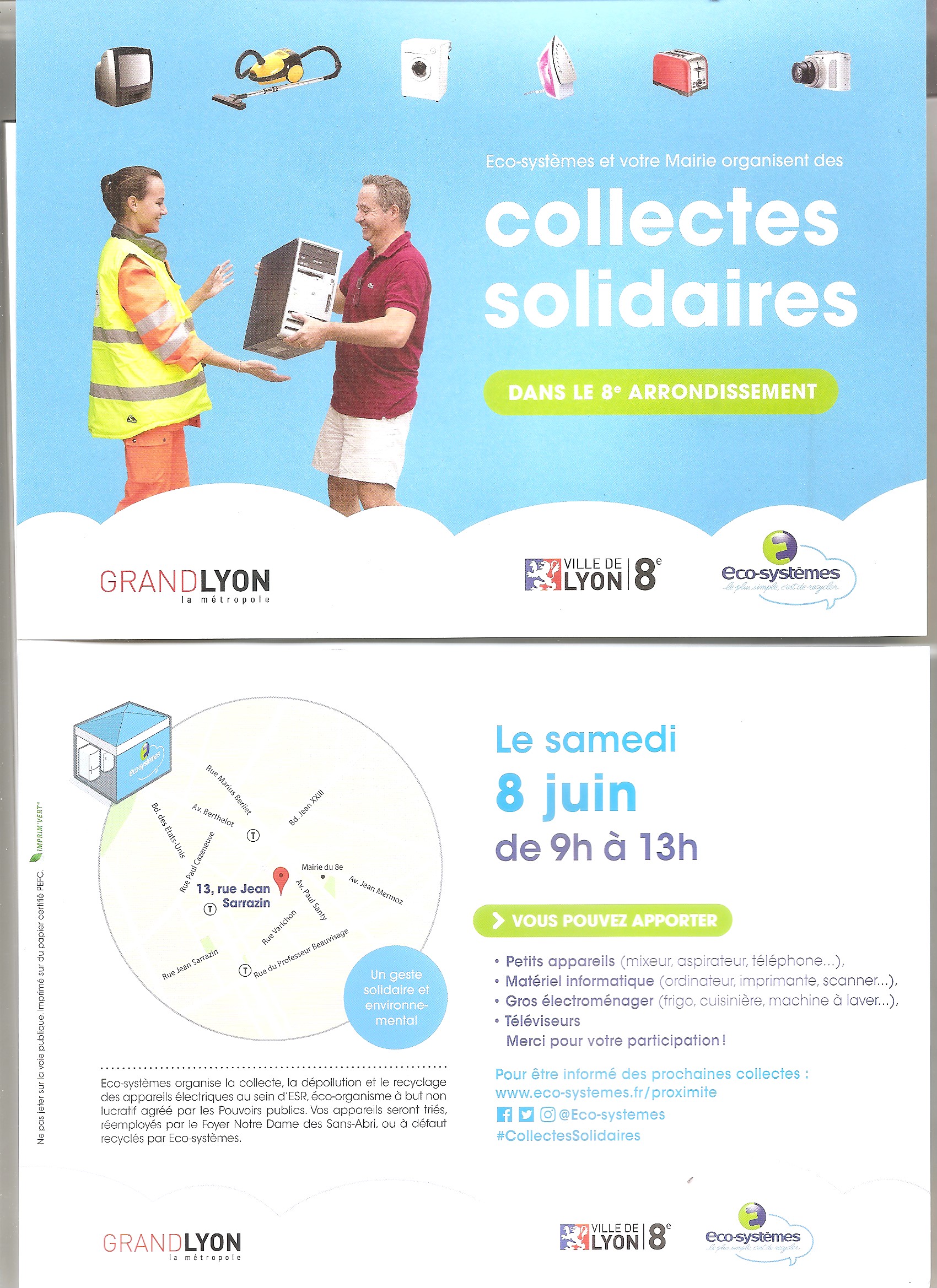 Collecte solidaire dans le 8ème le 8 juin 2019 - CIL Monplaisir ...